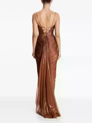 MARIA LUCIA HOHAN Cecilia V-neck Gown - Brown