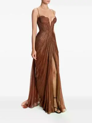 MARIA LUCIA HOHAN Cecilia V-neck Gown - Brown
