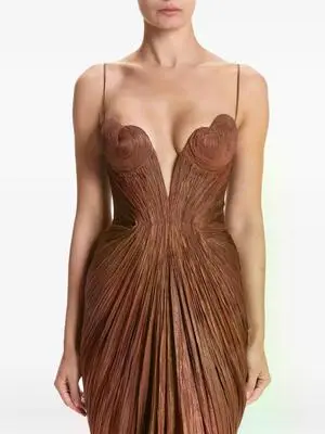 MARIA LUCIA HOHAN Cecilia V-neck Gown - Brown