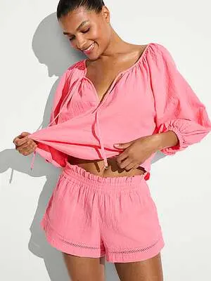 Victoria's Secret Cotton Gauze Shorts - Pink