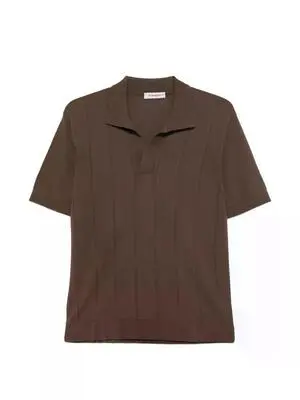 KANGRA Pointelle-knit Polo-collar T-shirt