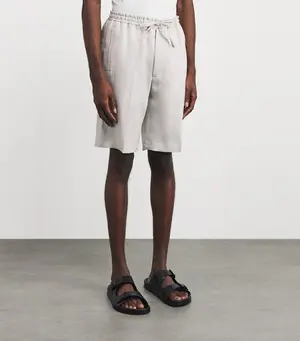 Corneliani Linen-virgin Wool-mohair Drawstring Shorts