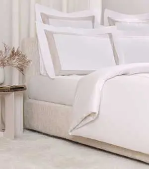 Frette Cotton Breeze Border Queen Duvet Cover - Grey