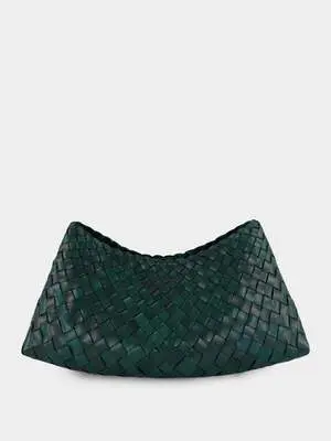 Dragon Diffusion Comporta Forest Woven Leather Clutch - Green