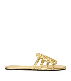 Loewe X Paula's Ibiza Leather Petal Anagram Slides - Silver
