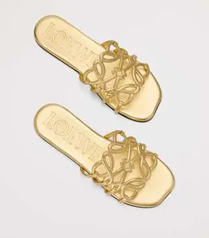 Loewe X Paula's Ibiza Leather Petal Anagram Slides - Silver