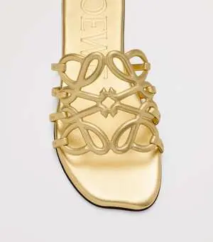 Loewe X Paula's Ibiza Leather Petal Anagram Slides - Silver