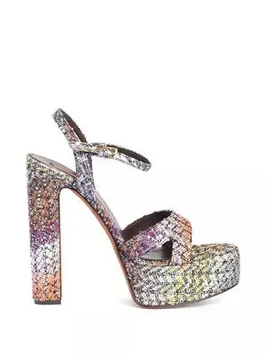 Missoni Platform Sandals With Zigzag Sequin Appliqu - Silver