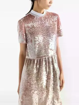 Prada Sequined Velvet Mini Dress - Pink