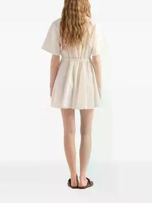 Prada Short-sleeved Technical Pongé Dress - Neutrals