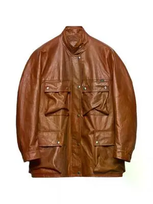 Prada Antiqued Leather Caban Jacket - Brown