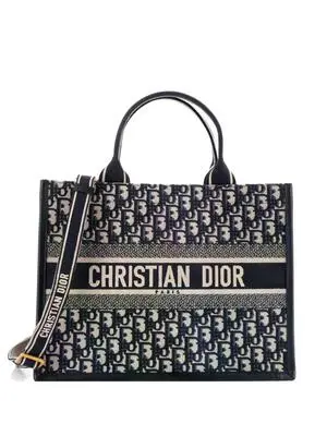 Dior Book Tote With Strap Oblique Canvas Medium - Blue