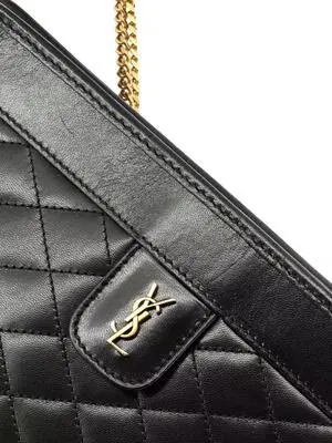 Saint Laurent Victoire Chain Quilted Leather Clutch Bag