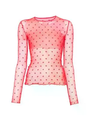 MARINE SERRE All-over Moon Print Mesh T-shirt - Red