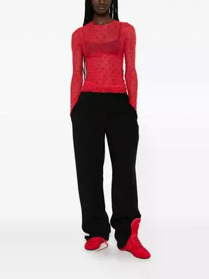 MARINE SERRE All-over Moon Print Mesh T-shirt - Red