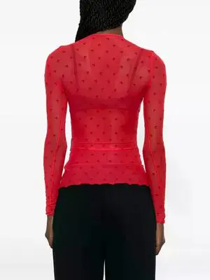 MARINE SERRE All-over Moon Print Mesh T-shirt - Red