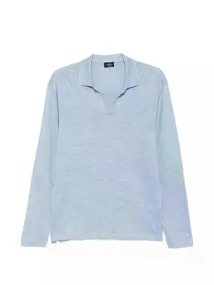 BARBA NAPOLI Long-sleeve Polo-collar T-shirt - Blue