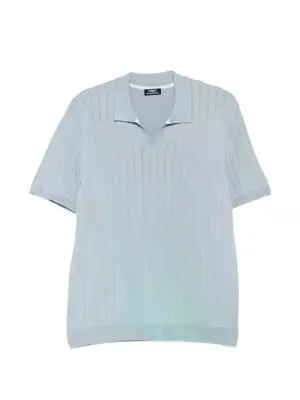 BARBA NAPOLI Ribbed-knit Polo-collar T-shirt