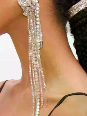 AREA Messy Chain Crystal-embellished Earrings