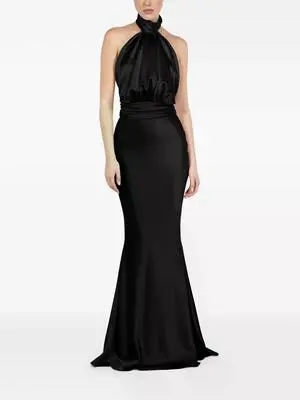ALEXIA & ANTONIA Draped Halter Silk Blouse