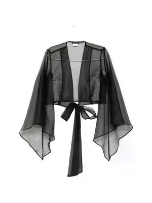 LE RJTANGE Sheer-finish Flared-sleeve Blouse