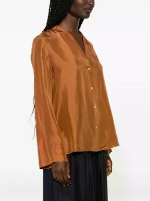 FORTE_FORTE Silk Button-down Shirt - Orange