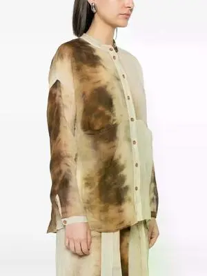 COLLECTION PRIVEE? Argis Tie-dye Band-collar Shirt