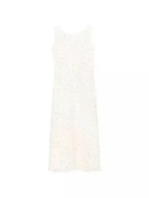 LUISA CERANO Floral-appliqué Midi Dress - White
