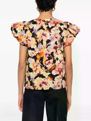 Ulla Johnson Abril Floral-print Blouse - Black