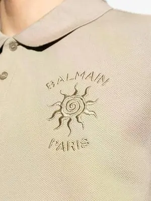 Balmain Sun-embroidered Piqué Polo Shirt