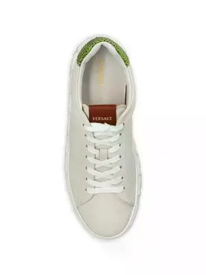Versace Greca Embossed Leather Low-top Sneakers - Neutrals