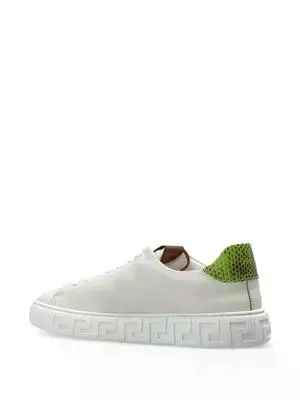 Versace Greca Embossed Leather Low-top Sneakers - Neutrals