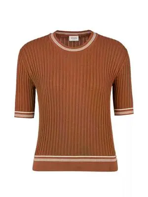 TOD'S Ribbed Knit Top - Brown