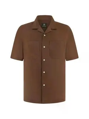 Boggi Milano Regular Fit Linen Shirt - Brown