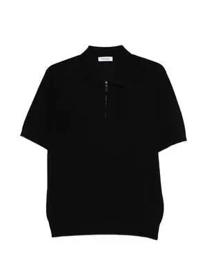 KANGRA Ribbed-knit Zip-up Polo Shirt