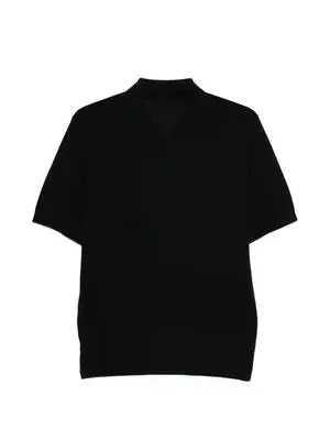 KANGRA Ribbed-knit Zip-up Polo Shirt