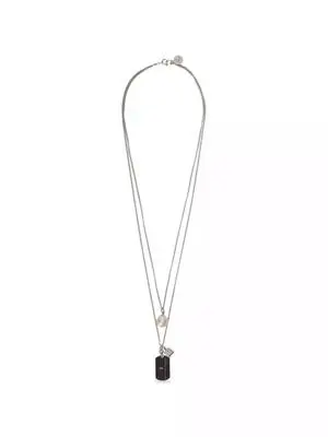 Ermanno Scervino Faux-pearl Dog Tag Necklace - Silver