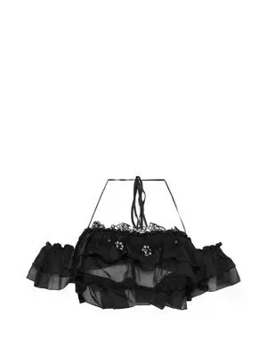 Ermanno Scervino Ruffled Halterneck Top - Black