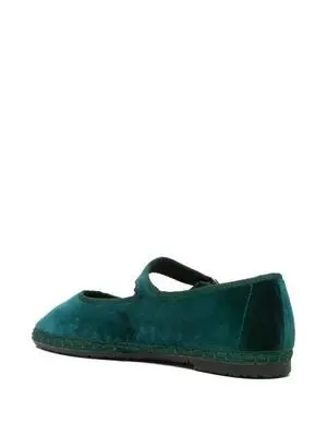 FLABELUS Leonor Velvet Ballet Flats - Green