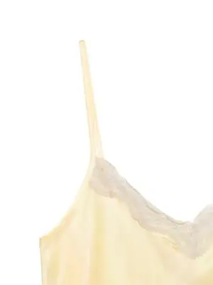 Max & Moi Lace-trim Silk Top - Yellow