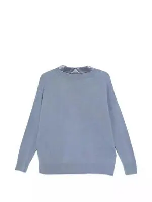 Max & Moi Satin-collar V-neck Sweater