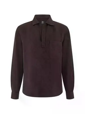Boggi Milano Regular Fit Linen Blend Shirt - Brown
