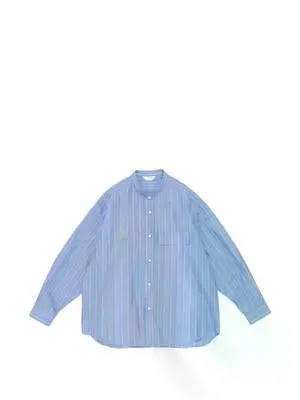 STILL BY HAND Striped Band-collar Shirt