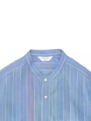 STILL BY HAND Striped Band-collar Shirt