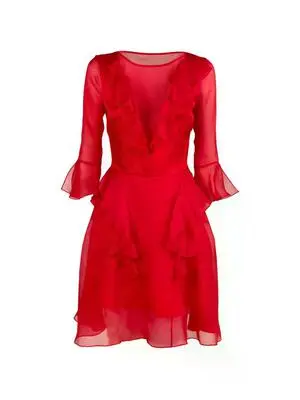 CATALINA Rhea Ruffled Silk Dress