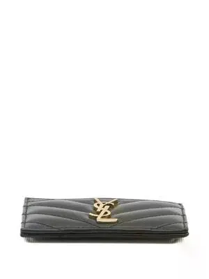 Saint Laurent Cassandre Quilted Leather Card Holder - Black
