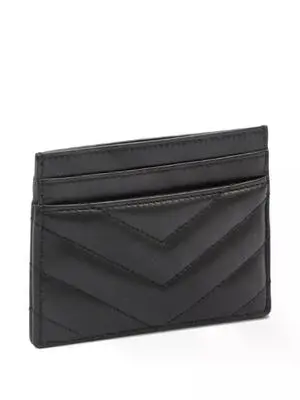 Saint Laurent Cassandre Quilted Leather Card Holder - Black