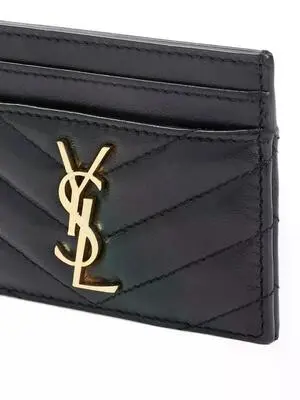 Saint Laurent Cassandre Quilted Leather Card Holder - Black