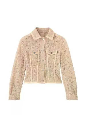 Ermanno Scervino Lace And Leather Trim Jacket