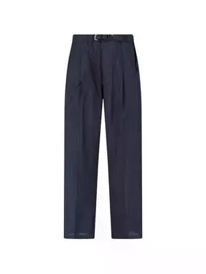 WHITE SAND Pinstripe Belted Trousers